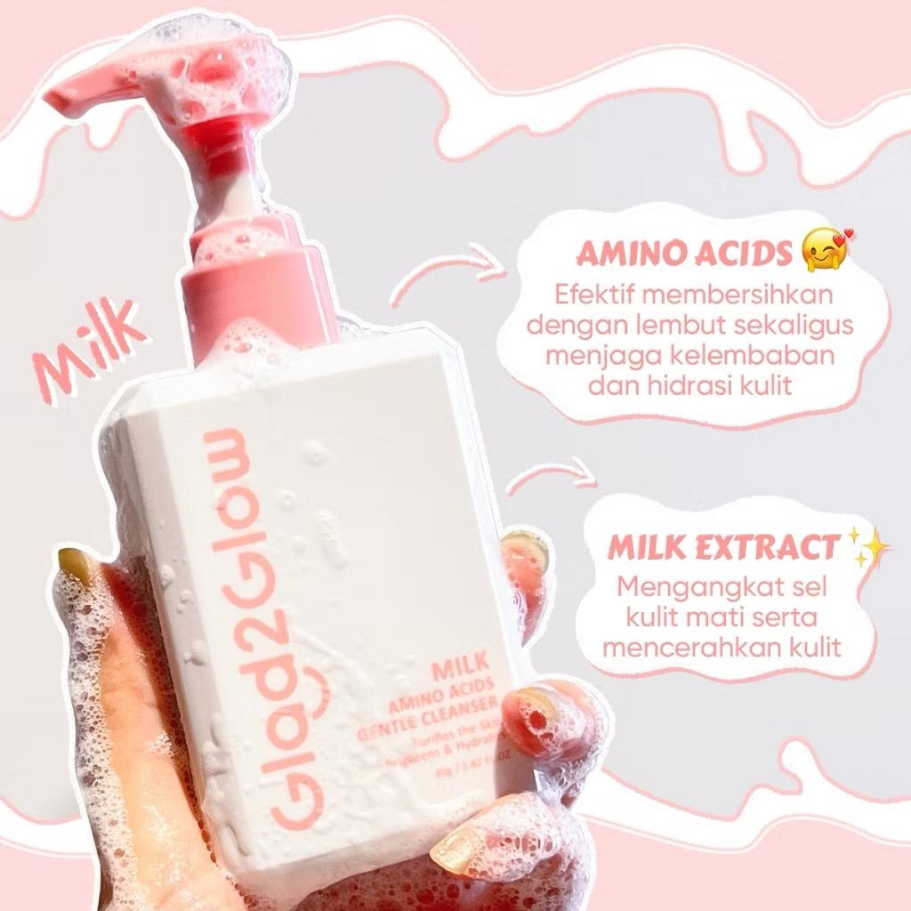 Jual Glad2Glow Amino Acids Gentle Cleanser Milk Extract | Shopee Indonesia