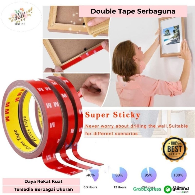 Jual Double Tape Super Kuat Lebar 6mm 10mm 20mm Doble Tap Tip Perekat 2 ...
