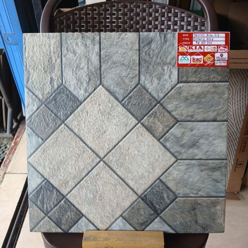 Jual KERAMIK LANTAI 40X40 ONTARIO / RUSTIK / ASIA TILE | Shopee Indonesia
