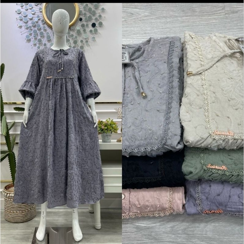 Jual MIDI dress katun timbul by salvina.ys Ter baru hari raya | Shopee ...