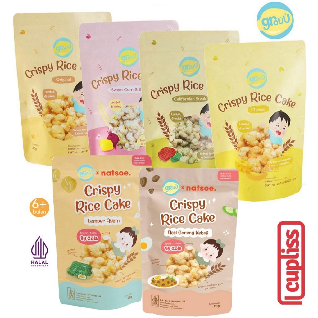 Jual GROUU Crispy Rice Cake Snack Cemilan Bayi Anak MPASI Sehat 6 ...