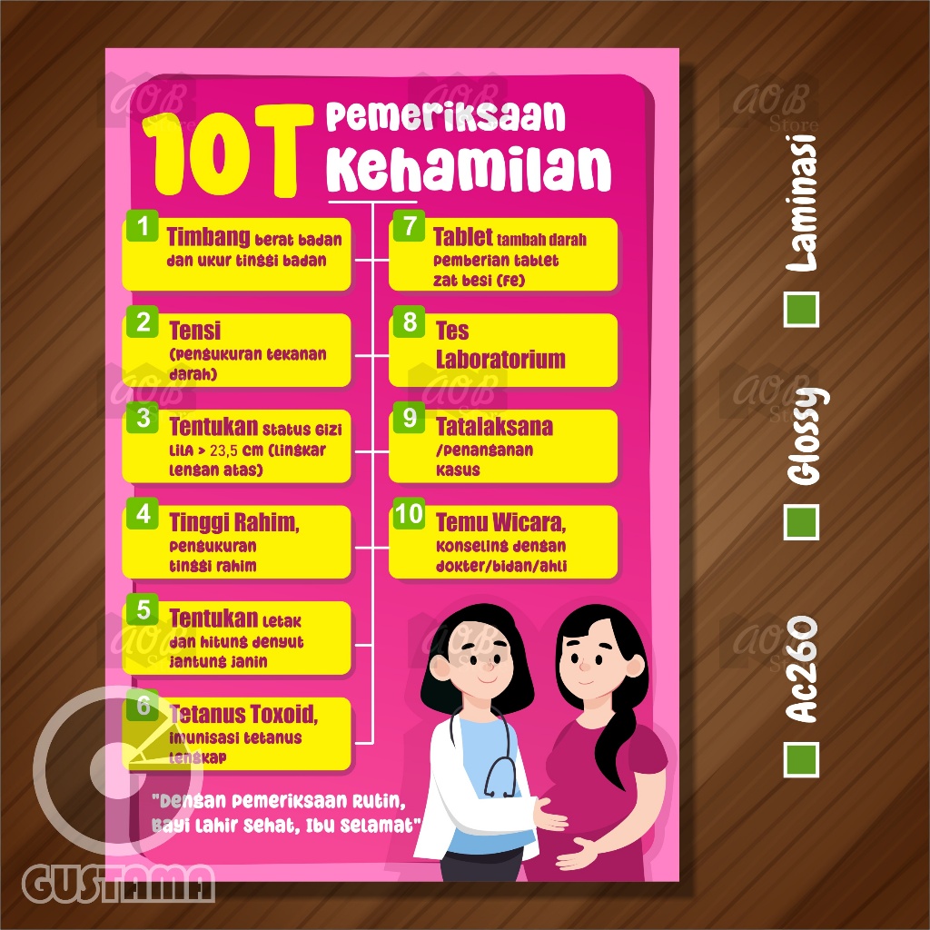 Jual Poster 10T Pemeriksaan Kehamilan, Promosi Kesehatan Poliklinik ...