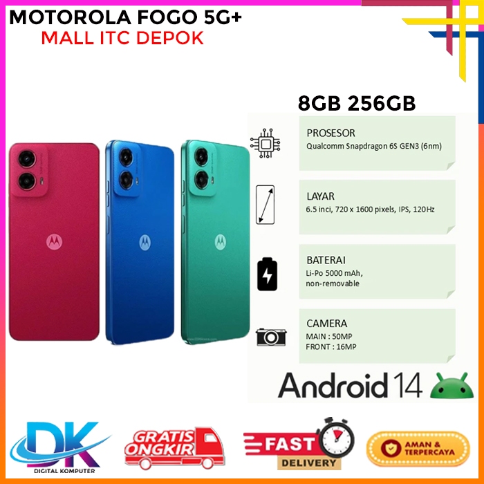 Jual MOTOROLA FOGO 5G+ 8GB 256GB GARANSI RESMI INDONESIA (BLUE,GREEN) | Shopee Indonesia