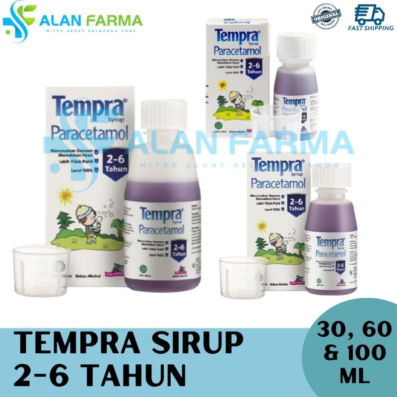 Jual Tempra Sirup Paracetamol 2-6 tahun Rasa Anggur 30 mL 60 mL dan 100 ...