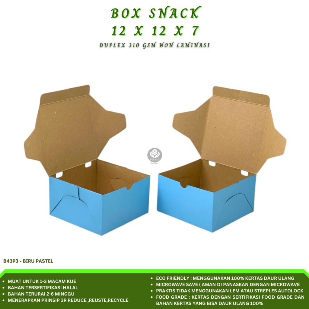 Jual Dus Snack 12x12 Dus Premium Box Snack 12x12 (B43P3-12x12x7 Cm ...