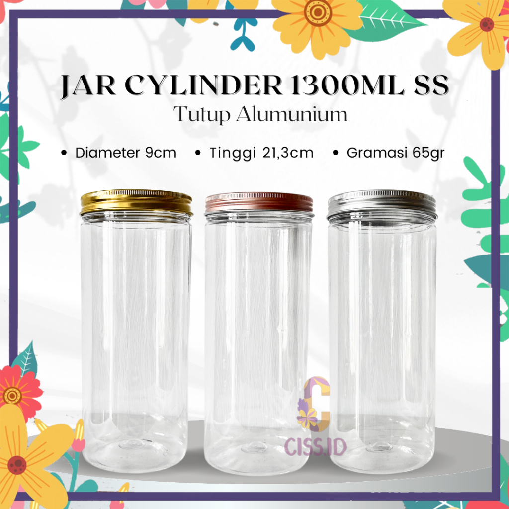 Jual JAR CYLINDER 1250ML 1300ML SS TUTUP ALUMINIUM PET FOODGRADE ...