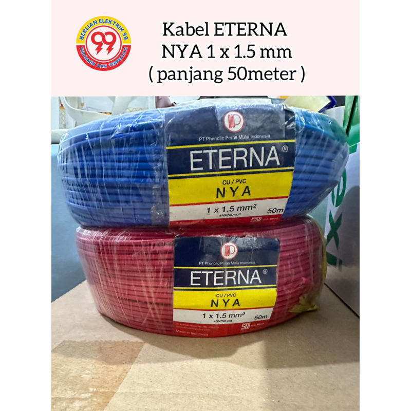 Jual kabel eterna nya 1x1,5mm (1roll 50 meter)/ ETERNA NYA 1x1,5MM | Shopee Indonesia