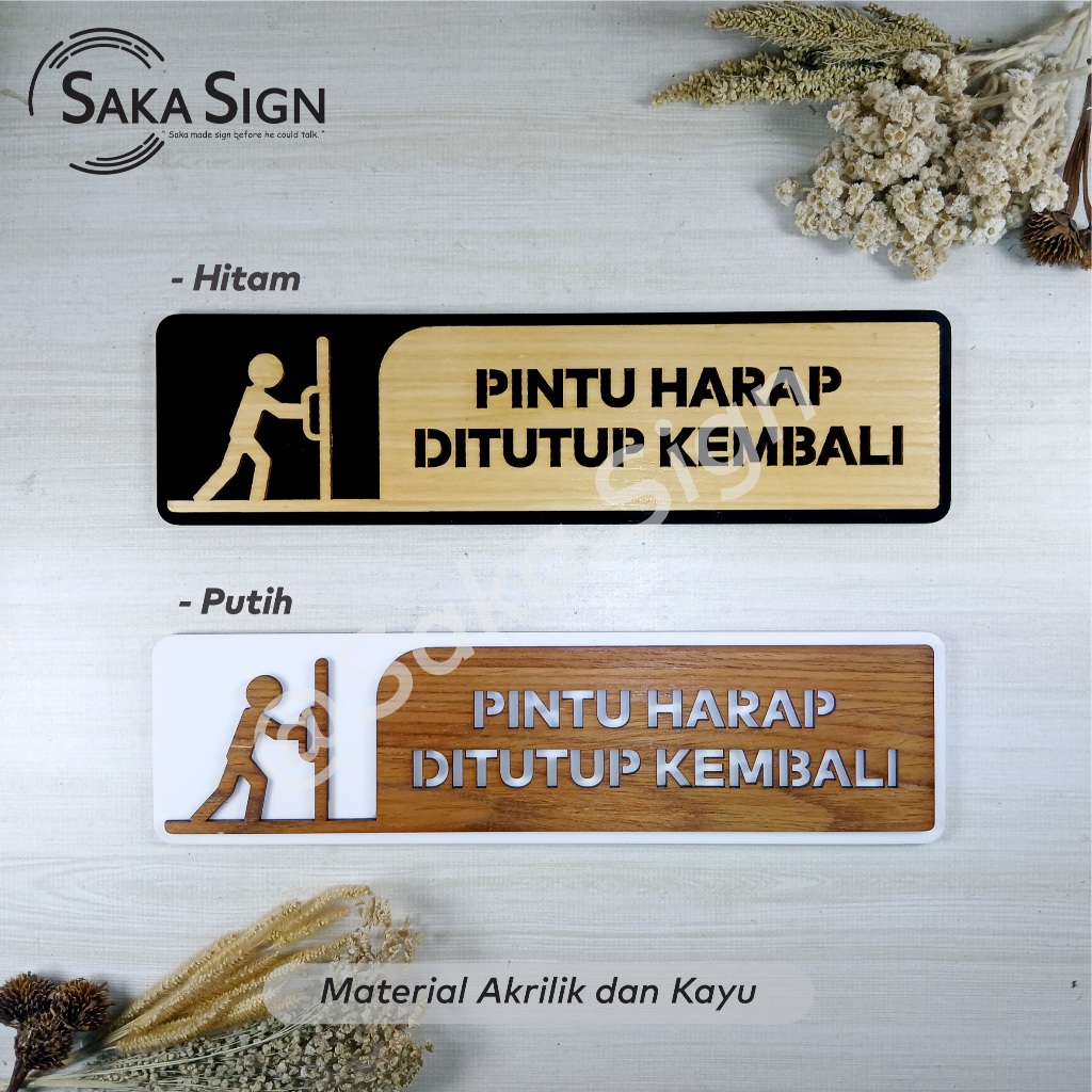 Jual SakaSign - Sign Pintu harap Ditutup Kembali Akrilik dan kayu asli ...