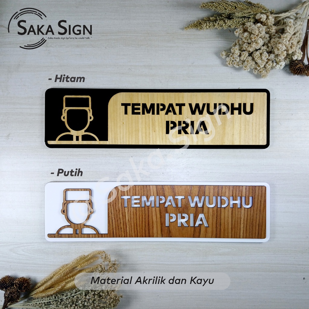 Jual SakaSign - Sign Tempat Wudhu Pria Akrilik dan kayu asli - Papan ...