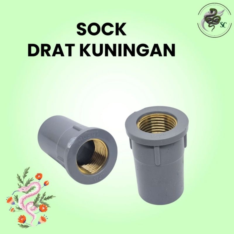 Jual SOCK Drat Kuningan / Sok Drat Dalam Kuningan 1/2" , 3/4" , 1/2"x3/4" | Shopee Indonesia