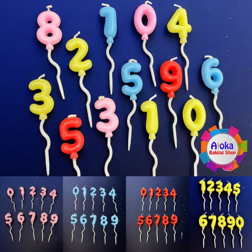 Jual Lilin angka ulang tahun Balon Pastel Pink Biru Merah / happy ...
