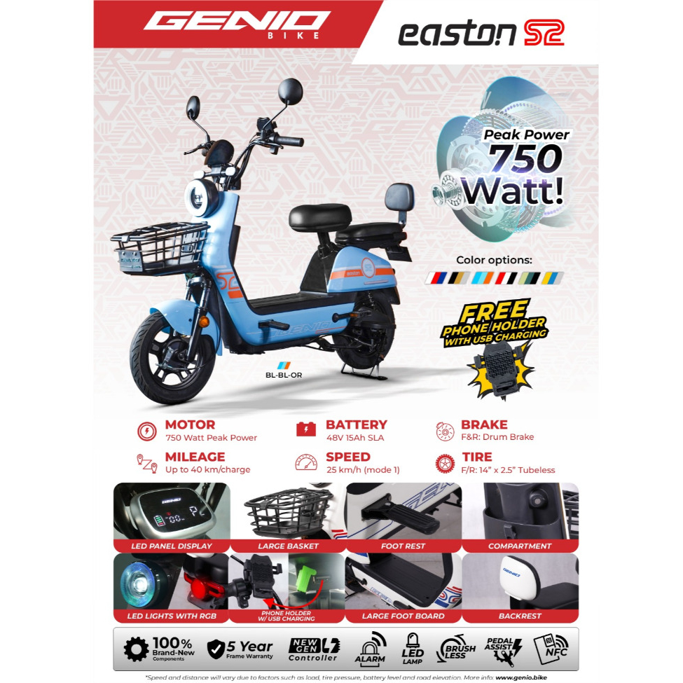 Jual Sepeda Listrik GENIO EASTON S2 BY UNITED 750 Watt Electric E Bike ...
