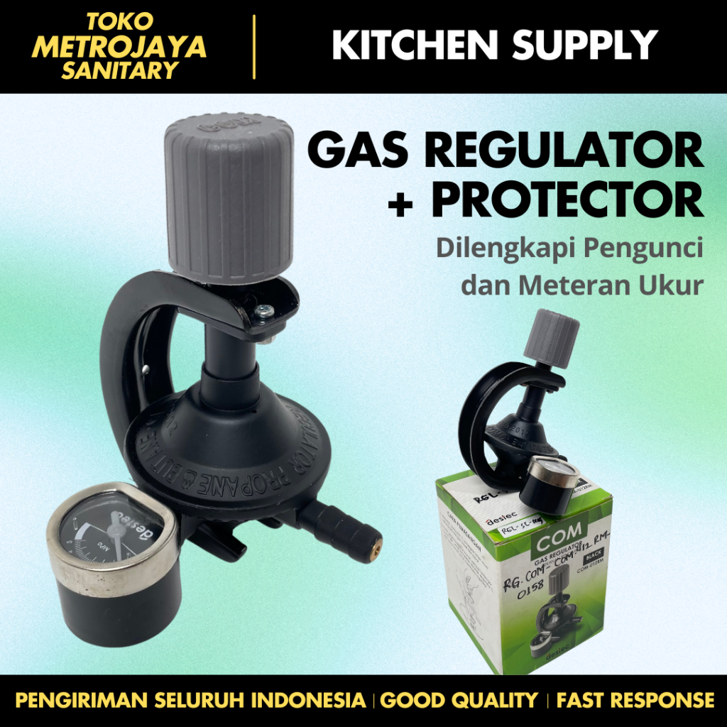 Jual Gas Regulator Destec COM-U12RM + Protector dan Meter Ukur | Shopee ...