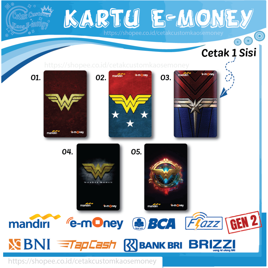 Jual KARTU E MONEY E TOLL KARTUN SUPERHERO LOGO WONDER WOMAN EMONEY ...