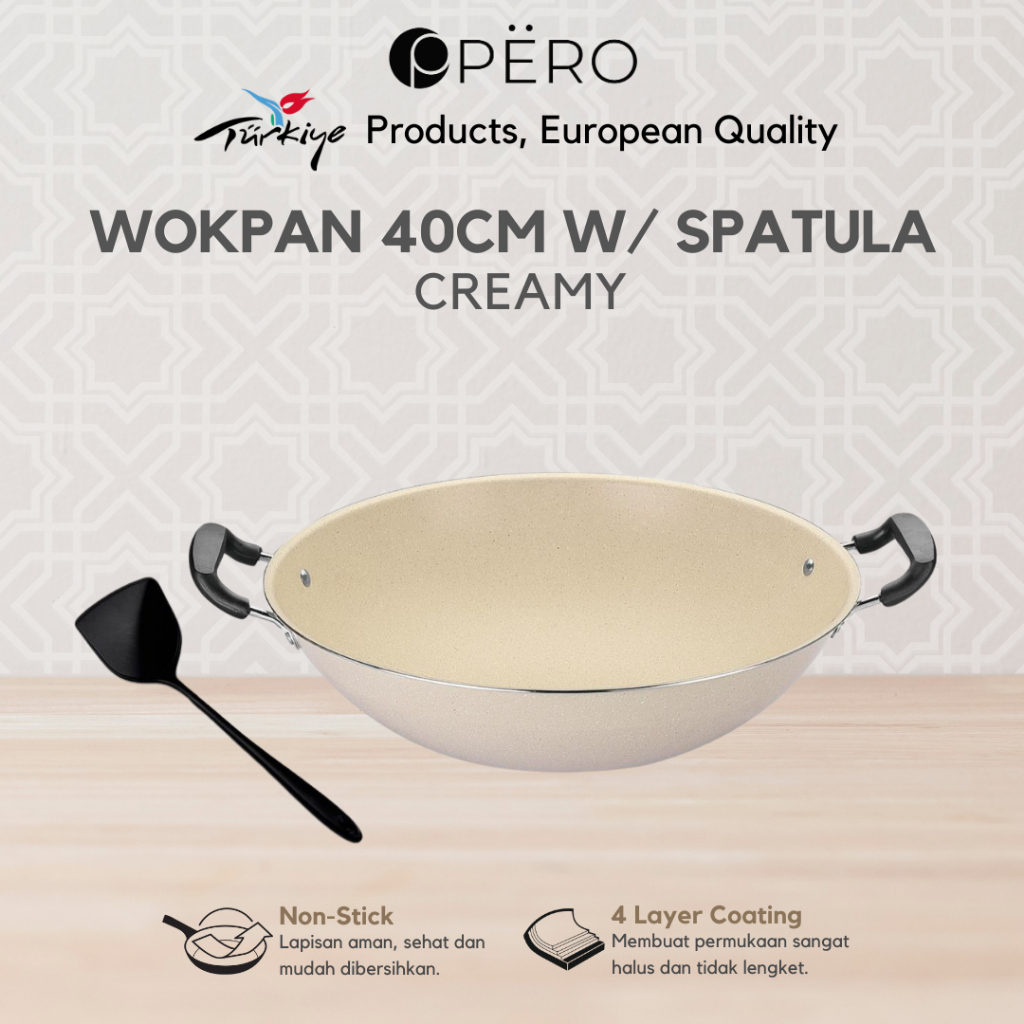 Jual Pero Wokpan Jumbo 2 Handle Granite Nonstick / Wok Rendang Jumbo ...