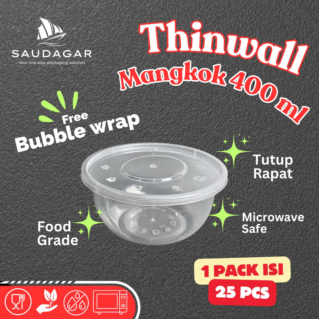 Jual Thinwall Mangkuk plastik ukuran 400 ml / Thinwal mangkok bulat ...