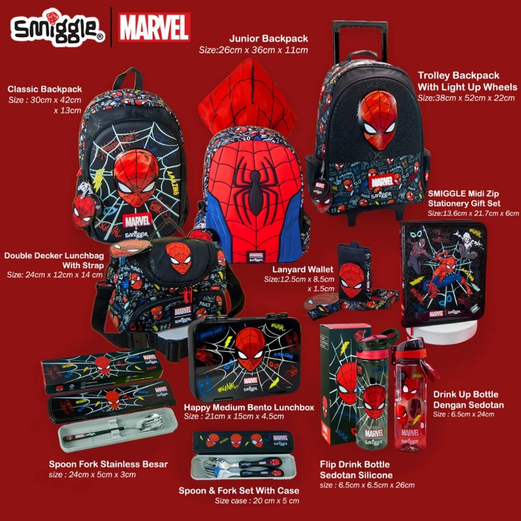 Jual SMIGGLE X MARVEL-SPIDERMAN SERIES BAGS/HARDTOP PC/ BOTOL AIR ...