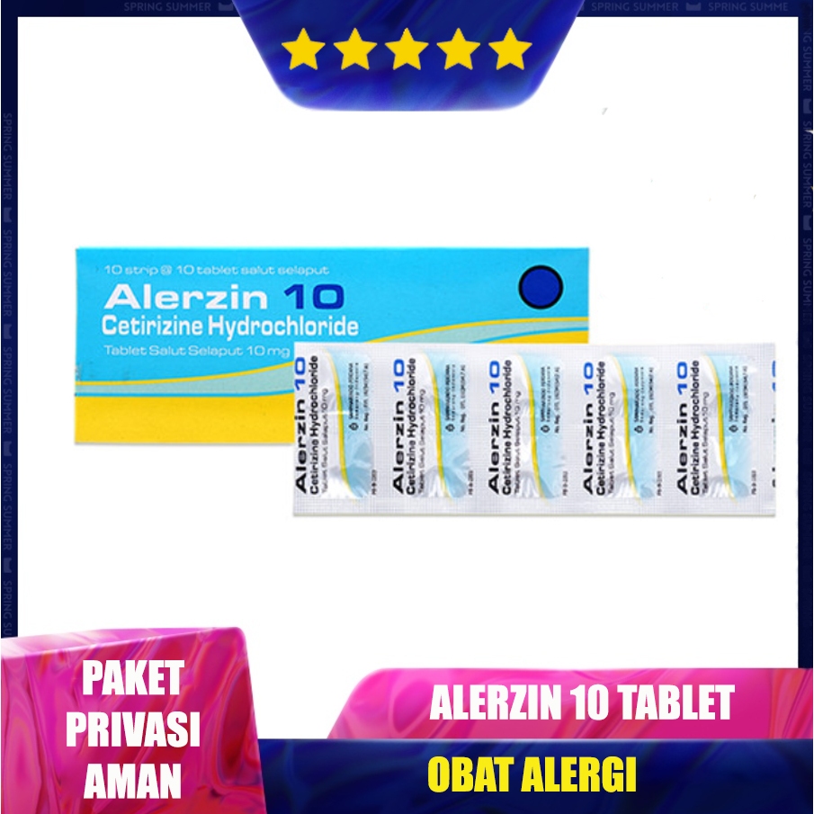 Jual Alerzin 1 Strip 10 Tablet Obat Alergi Gatal, Biduran, Bersin ...