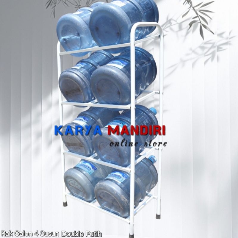 Jual Rak Galon 4 Susun Double Besi Kuat Dan Kokoh Putih | Shopee Indonesia