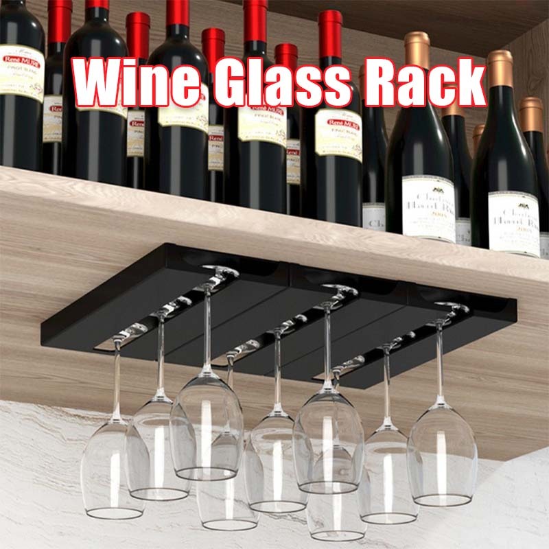 Jual Gantungan Gelas Mini Bar Rak Gelas Gantung Free Skrup Tempat Gelas Rak Gelas Dinding Tempel ...