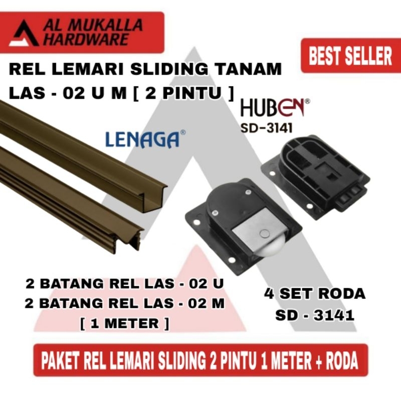 Jual [ 2 Pintu + 1 Meter ] Paket 2 Rel LAS - 02 U M Lenaga 1 Meter + 4 ...