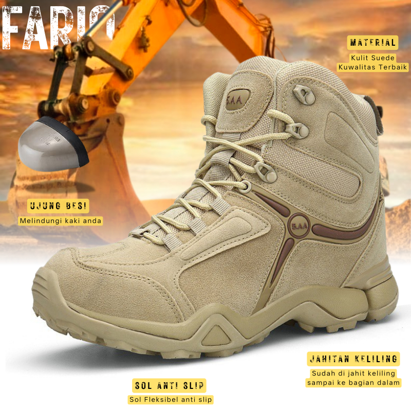 Jual Sepatu Safety Pria Boots Delta Tactical 5AA Low Boots Sefty Cream ...
