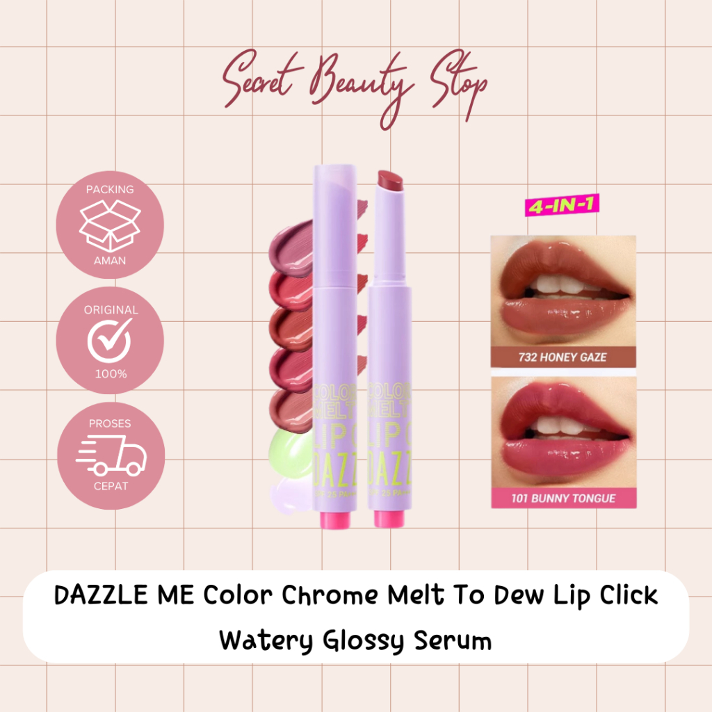 Jual DAZZLE ME Color Chrome Melt To Dew Lip Click Watery Glossy Serum Lipstick Moisturizing ...
