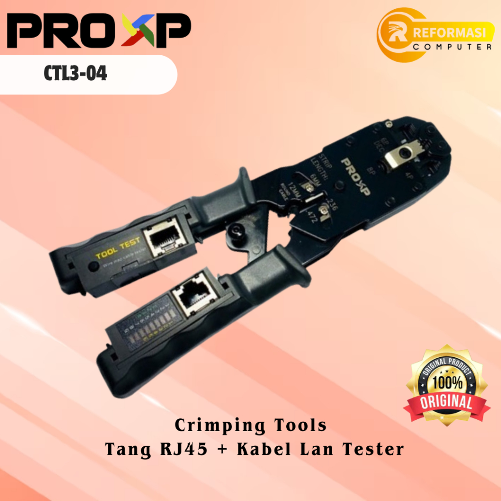 Jual Crimping Tools / Tang RJ45 + Kabel Lan Tester PROXP CTL03-04 ...