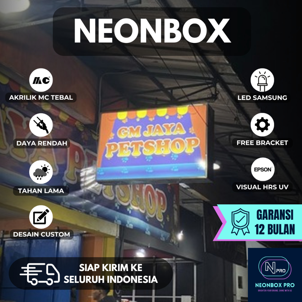 Jual NEONBOX KOTAK CUSTOM PREMIUM Lampu Neon Box Akrilik 1 / 2 Sisi ...
