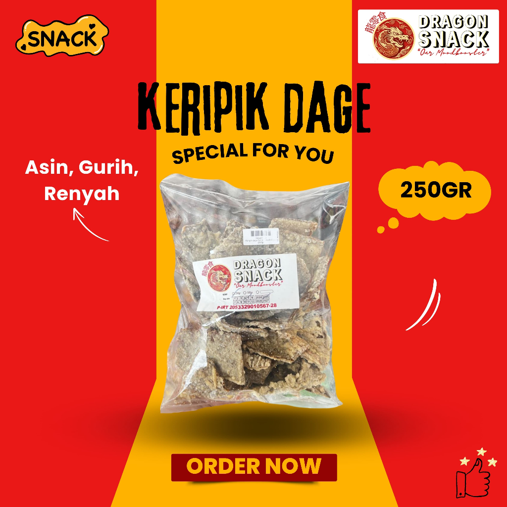 Jual KERIPIK DAGE/AMPAS TAHU 250GR (DRAGON SNACK) | Shopee Indonesia