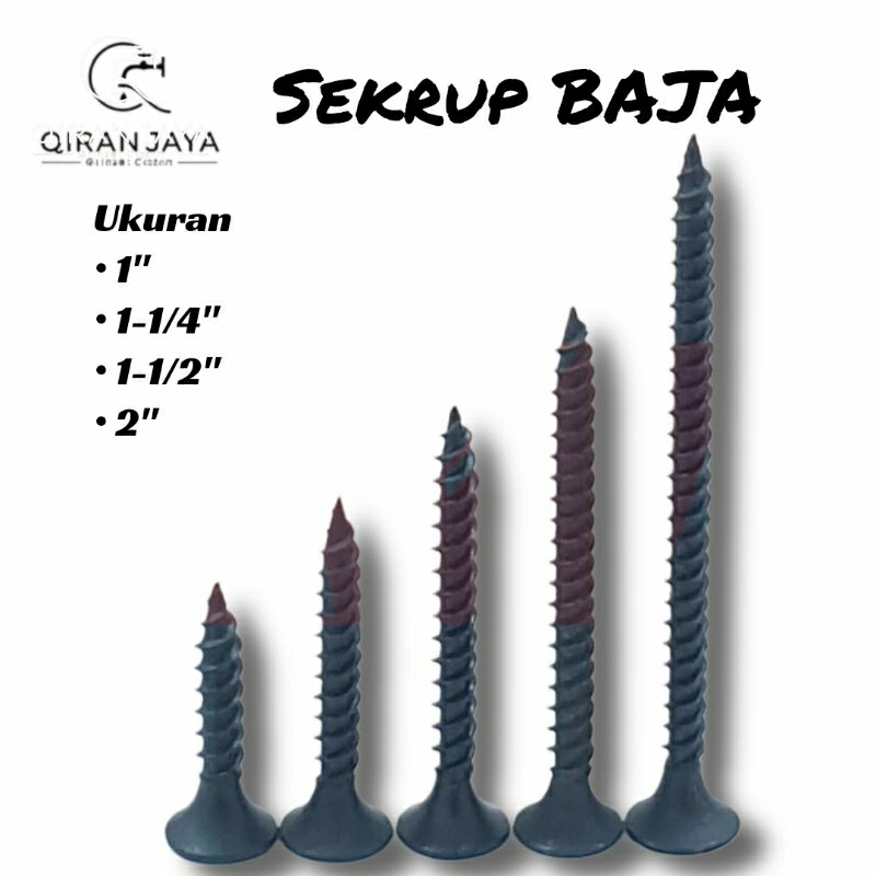 Jual Sekrup Baja Sekrup Gypsum Hitam Drywall Screw 3/4, 1, 11/4, 11/2 ...