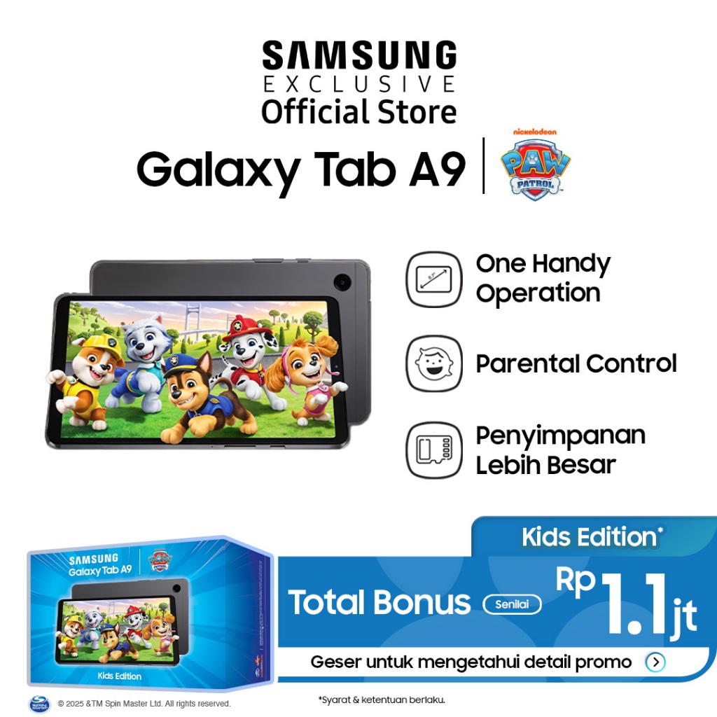 Jual Samsung Galaxy Tab A9 Kids Edition PAW Patrol - 4/64GB - Gray ...