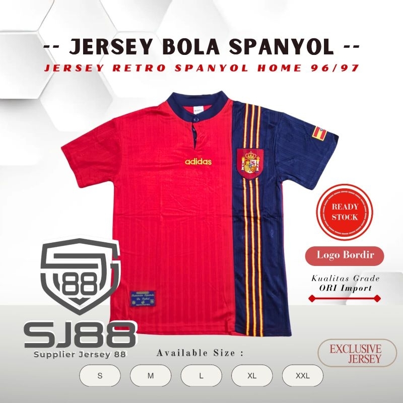 Jual RETRO JERSEY BOLA SPANYOL HOME 1996 1997 96/97 GRADE ORI IMPORT ...