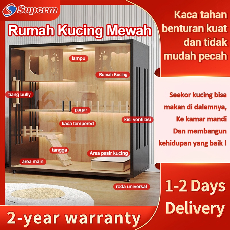 Jual Vila Kucing Mewah/Rumah Kucing/Kandang Kucing Bongkar Pasang/Rumah ...