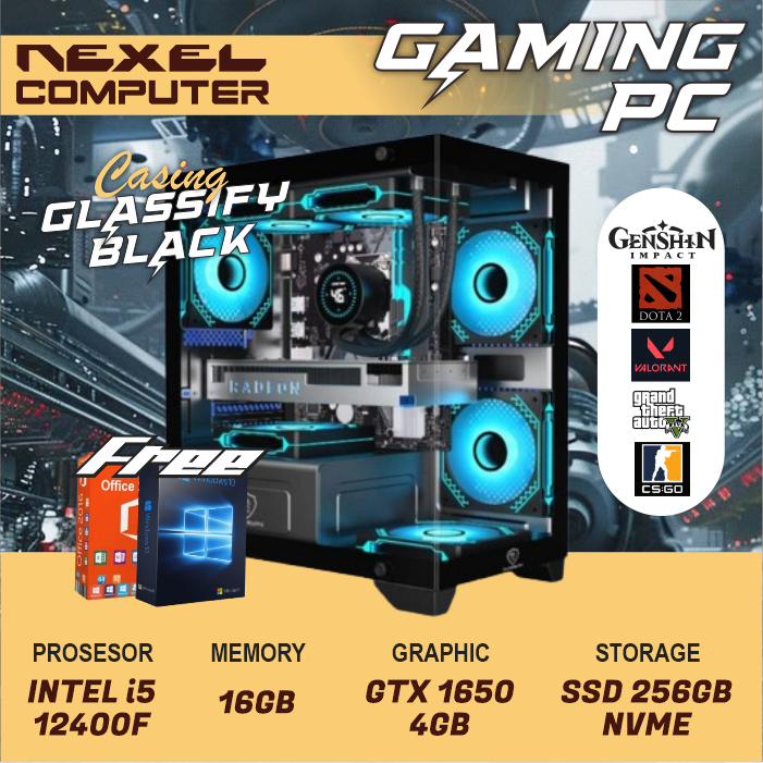 Jual PC Gaming 12th Gen | i5 12400F | GTX 1650 4GB | SSD 256GB | 16GB ...