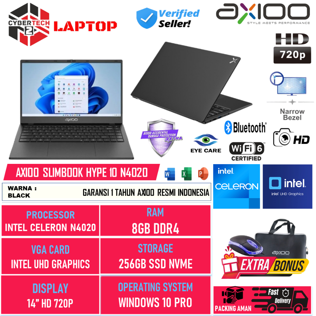 Jual Laptop Murah AXIOO Slimbook Hype 10 Intel N4020 8GB 256GB SSD 14 ...