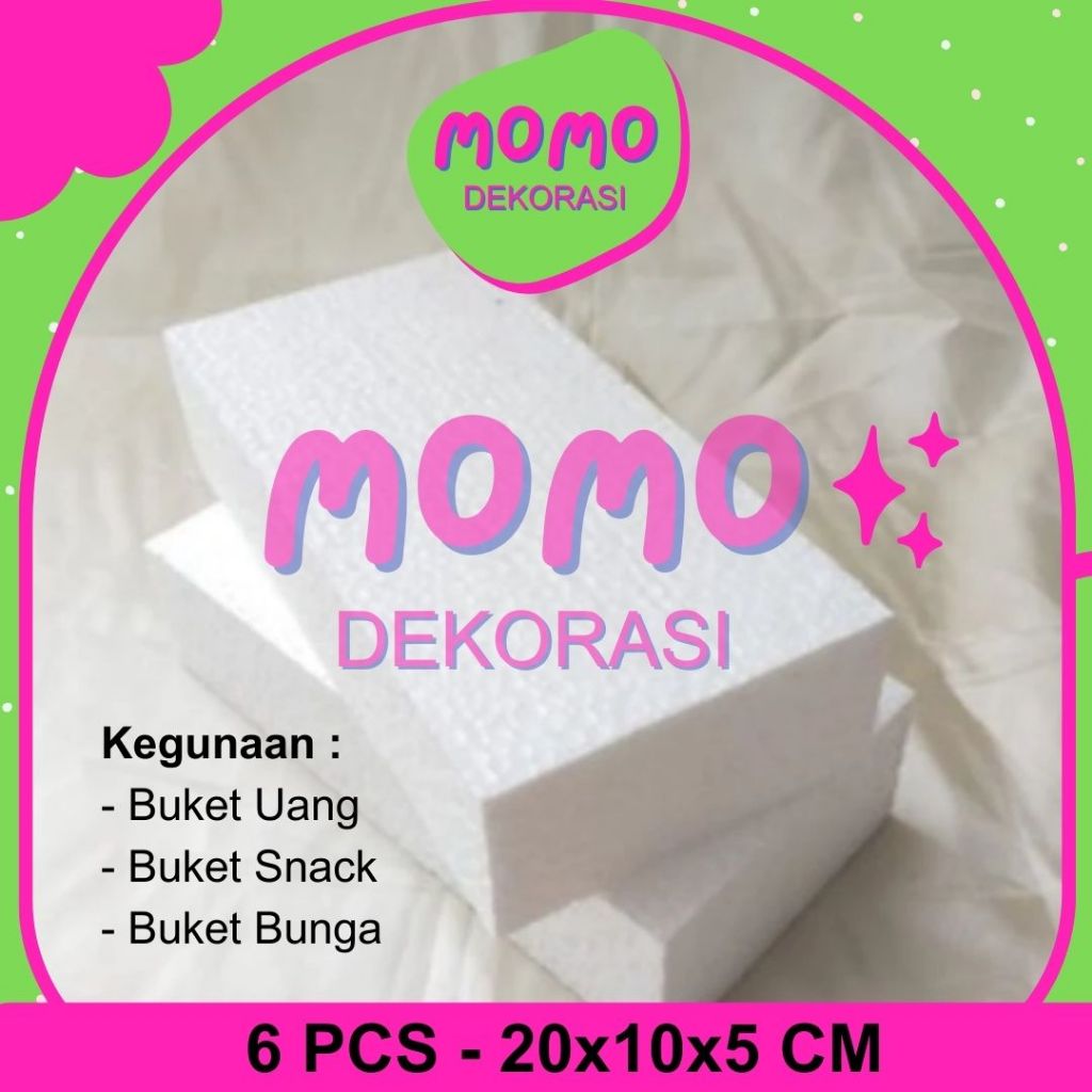 Jual 6 PCS BALOK 20X10X5 CM STYROFOAM BUSA KERING FLORIST BUKET BUNGA ...