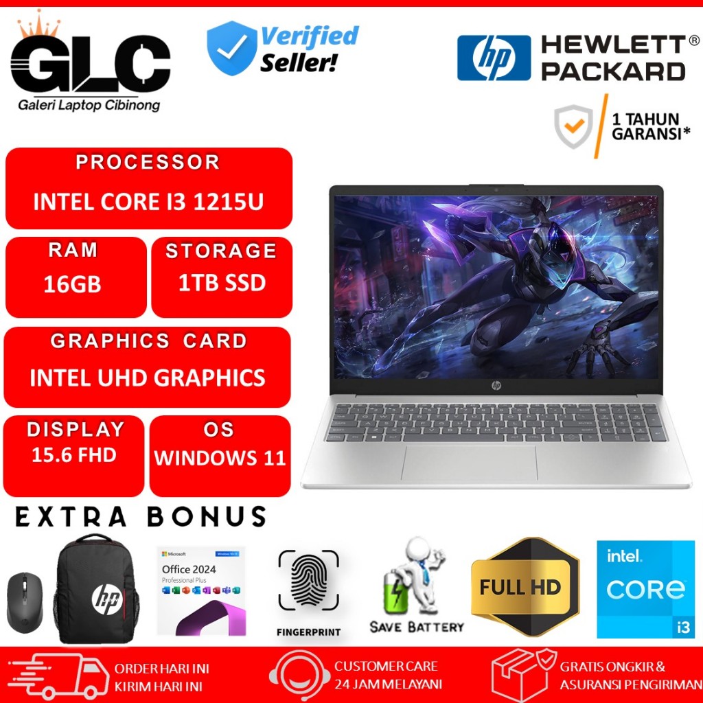 Jual Laptop Slim HP 15 Intel i3 1215U 16GB DDR4 1TB SSD 15.6 FHD FP ...