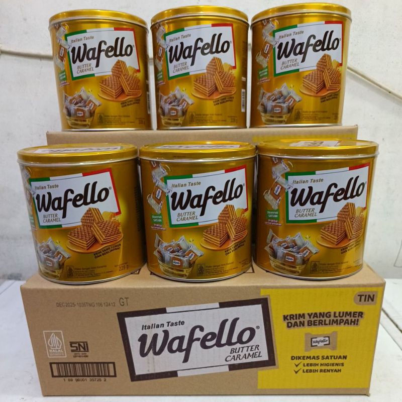 Jual WAFELLO BUTTER CARAMEL 228g sekarton isi 6 wafello kaleng wafello ...