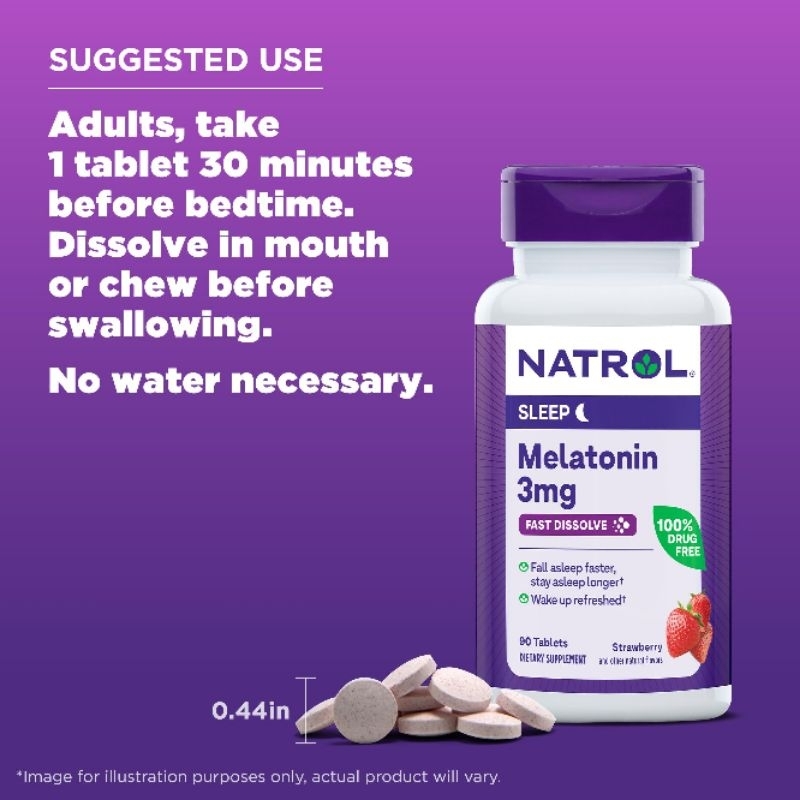 Jual Natrol Melatonin 3Mg/5Mg/10Mg FD strawberry Tablet Hisap | Shopee ...