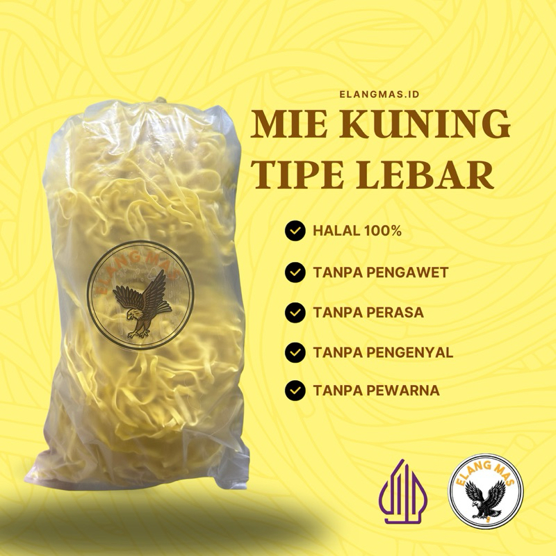 Jual mie kuning kering 1/2KG TIPE LEBAR merek Elang mas ASLI padang ...