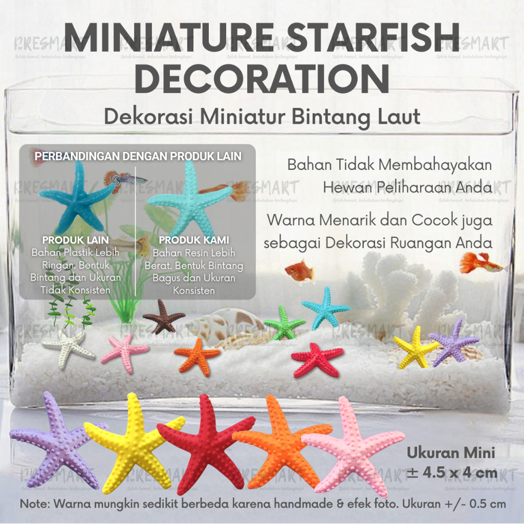 Jual Hiasan Aquarium Bintang Laut Starfish Resin Miniatur Mini Kecil ...