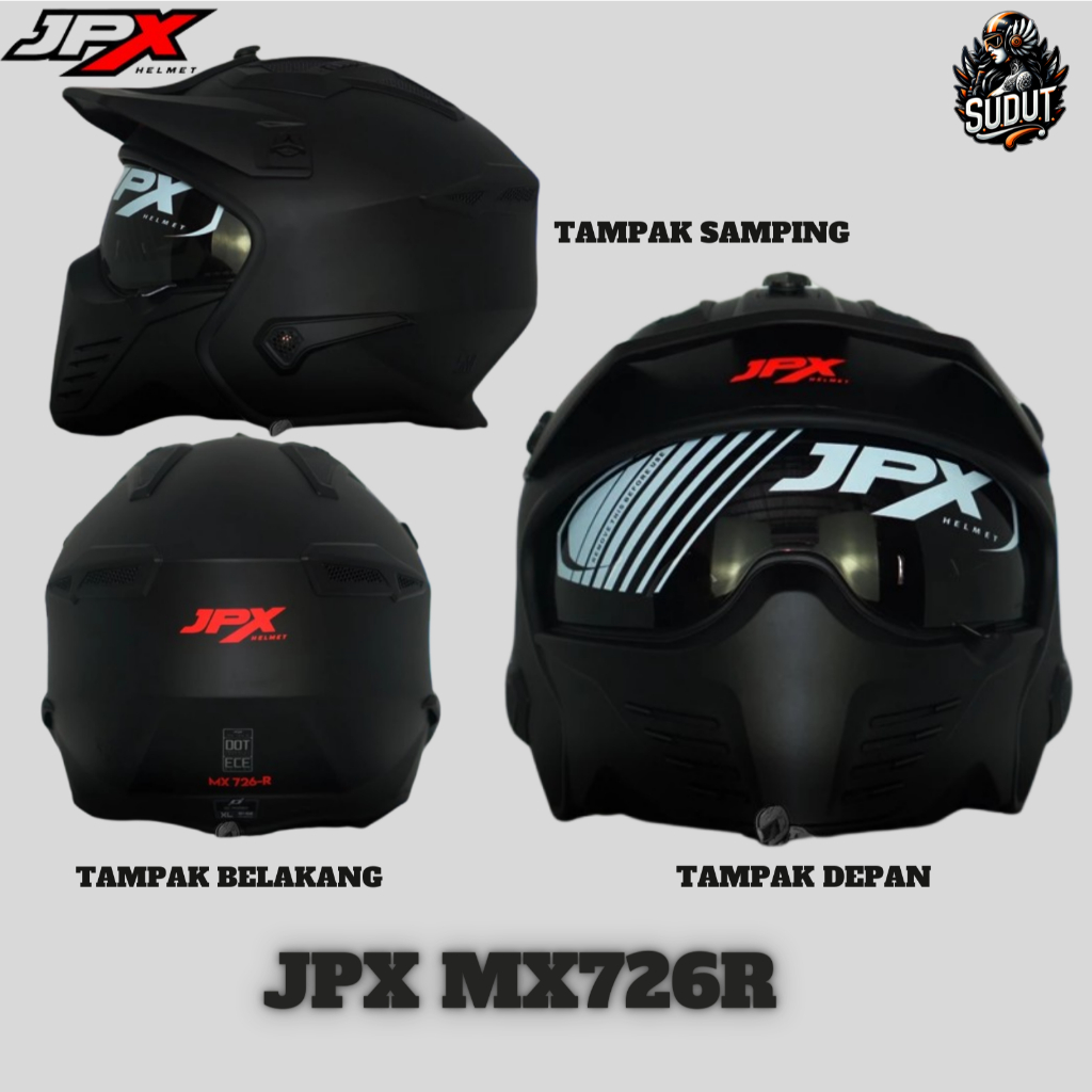 Jual HELM JPX MX726R SOLID ORIGINAL | BLACK DOFF RED | MX726 R CROSSOVER MX 726R | JPX MX 726R ...