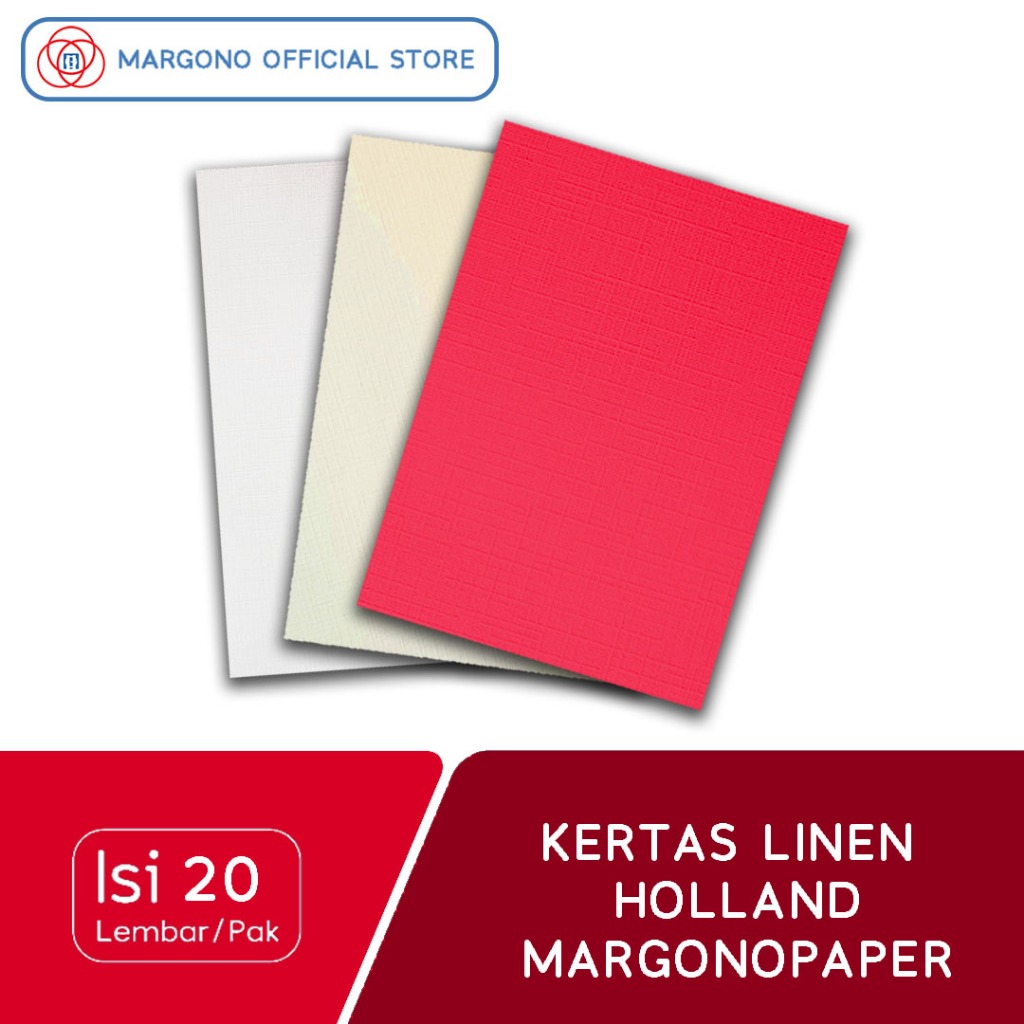 Jual Margono Kertas Warna A4 Linen Holland Cherry Red Merah / Ivory ...