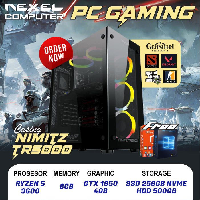Jual PC GAMING | Ryzen 5 3600 | GTX 1650 | SSD NVME 256GB | HDD 500GB ...