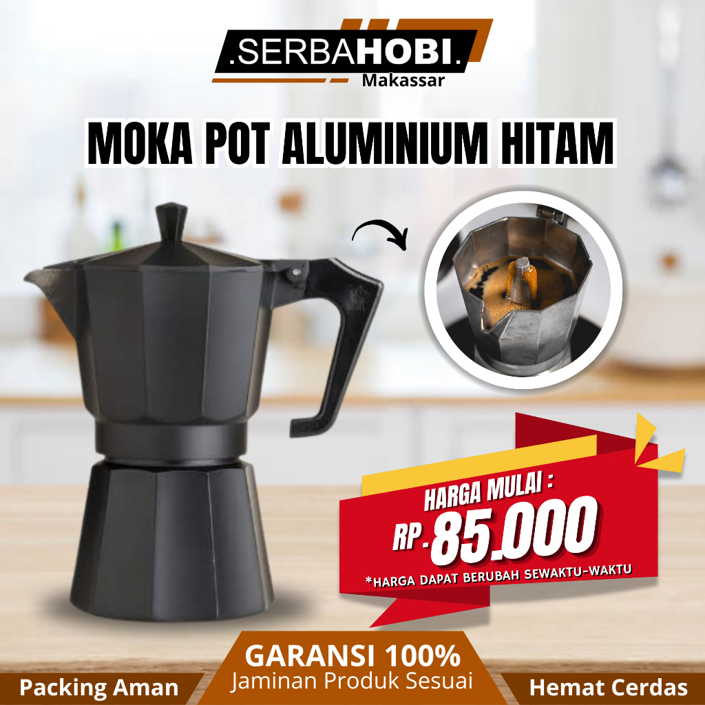 Jual Alat Kopi Espresso Manual Moka Pot Aluminium Hitam | Shopee Indonesia