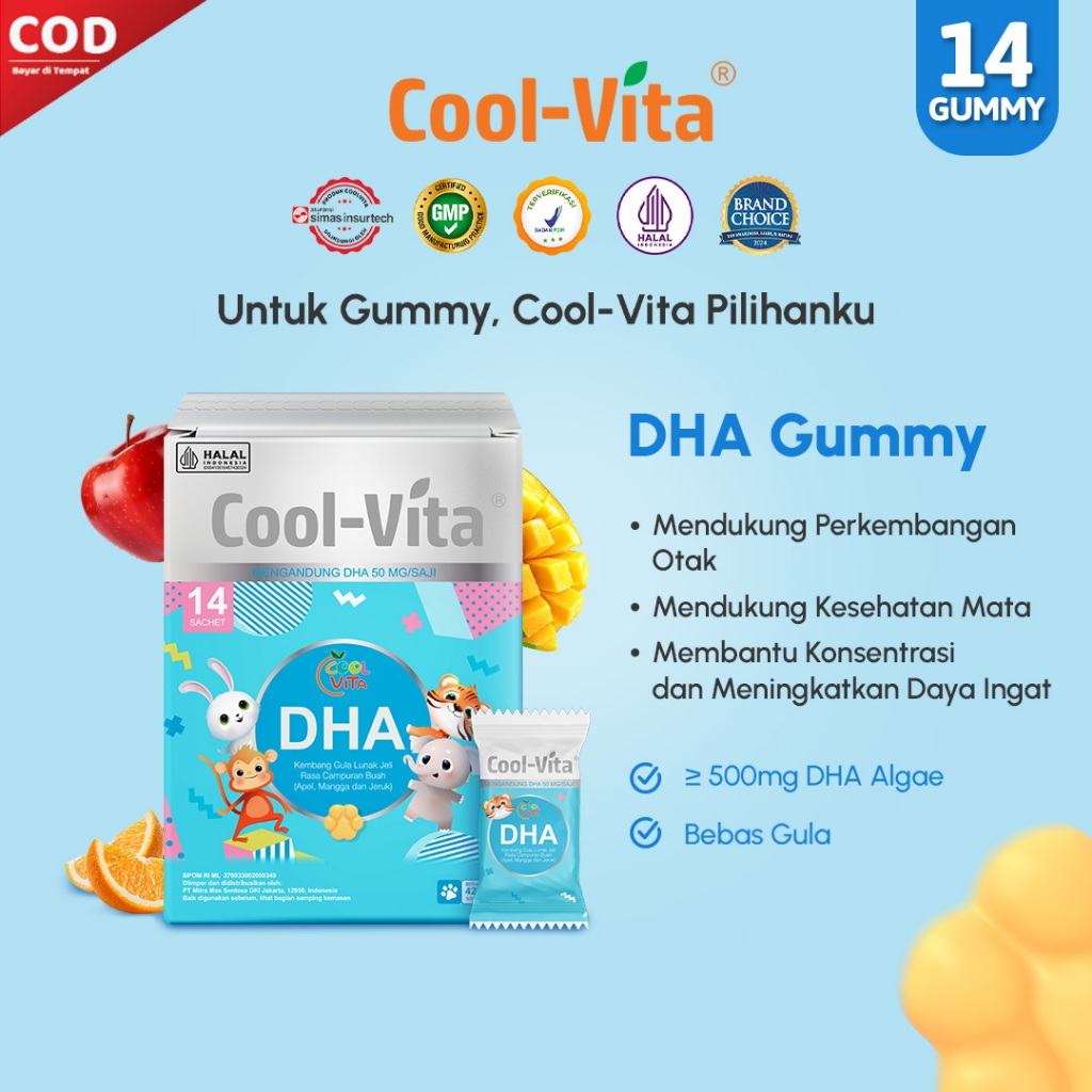 Jual [TEMOO X COOL-VITA] DHA Gummy 1 Box (Isi 14 Gummy) Special Promo ...