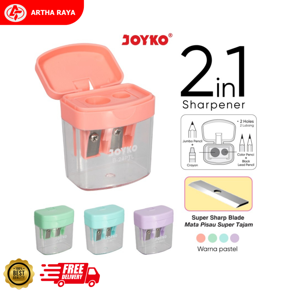 Jual Peruncing Rautan Serutan Joyko B-24PTL 2 In 1 Pastel Color ...