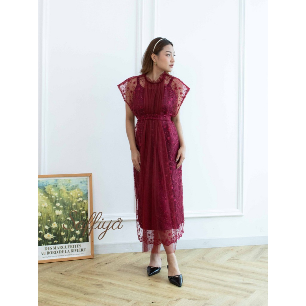 Jual SAFFIYA-Dress Kimberly (ONE SET) | Kondangan Dress & Gaun Satin ...