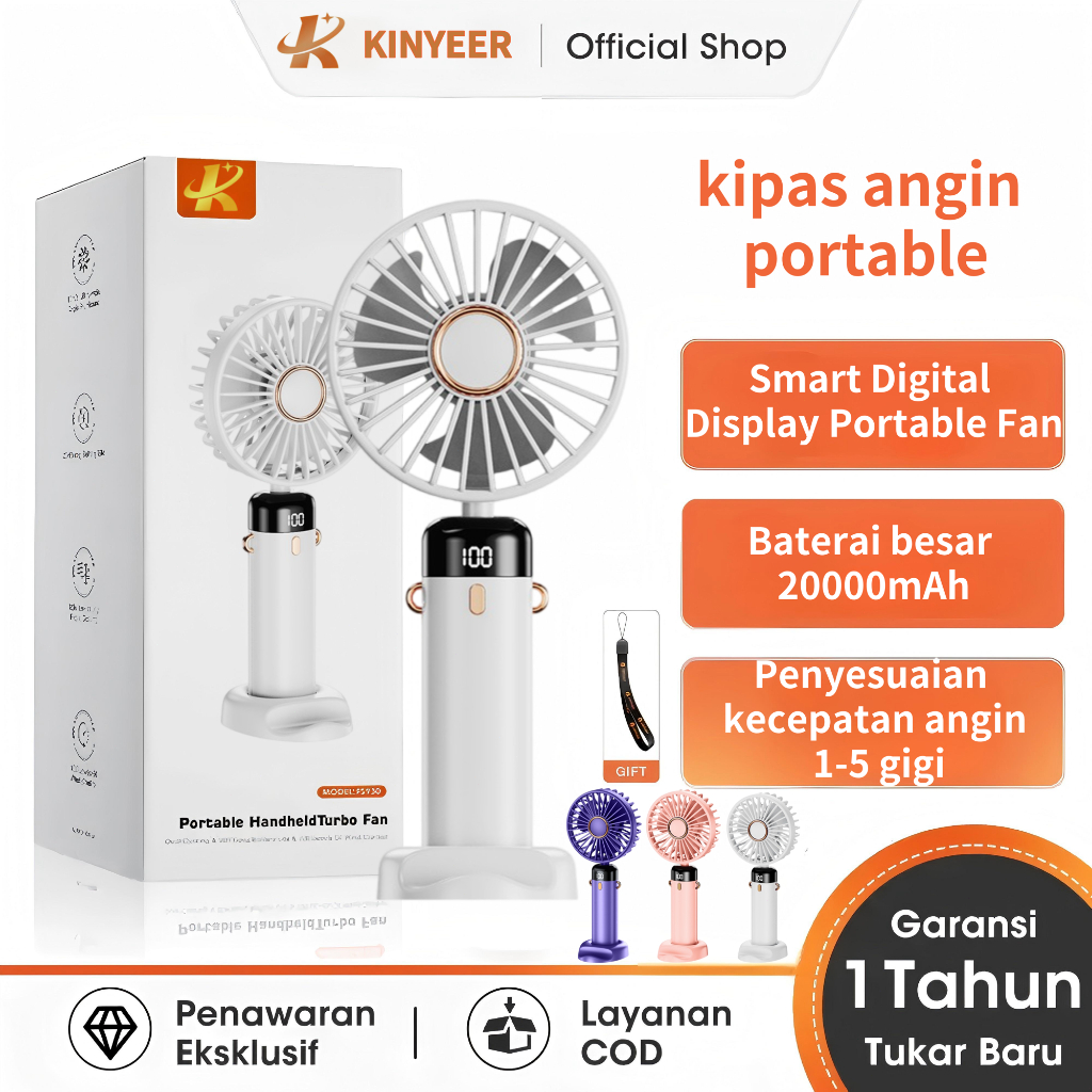 Jual KINYEER Kipas Angin Mini Portable Usb 20000 mAh Kipas Lipat ...